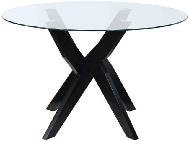 Steve Silver Co. Amalie 48'' Round Glass Top Dining Table with Black ...