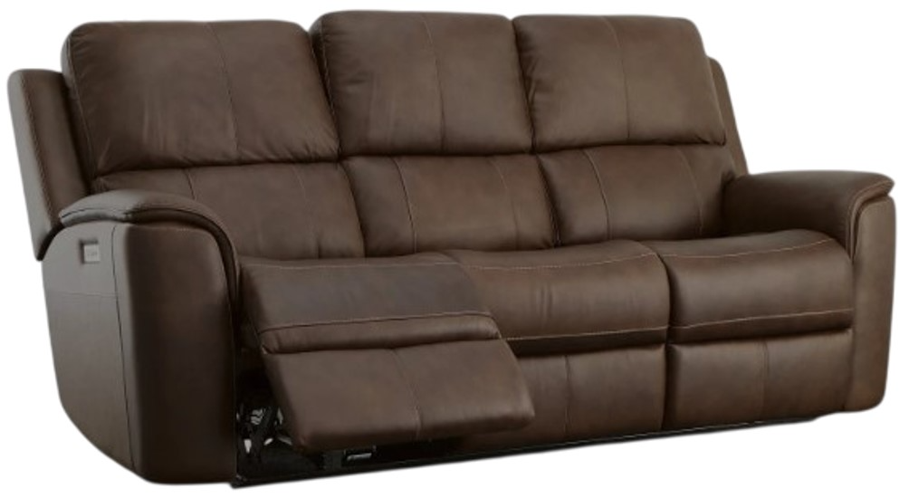 Flexsteel Henry Dark Brown Power Reclining Sofa with Power Headrests and Lumbar Great Rooms Furniture and Mattresses