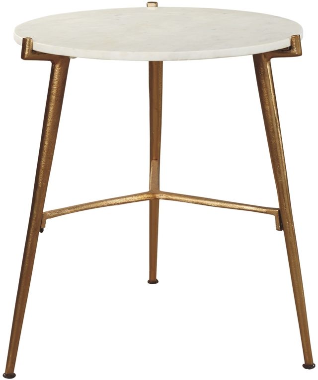 Signature Design by Ashley® Chadton White Accent Table with Gold Base ...