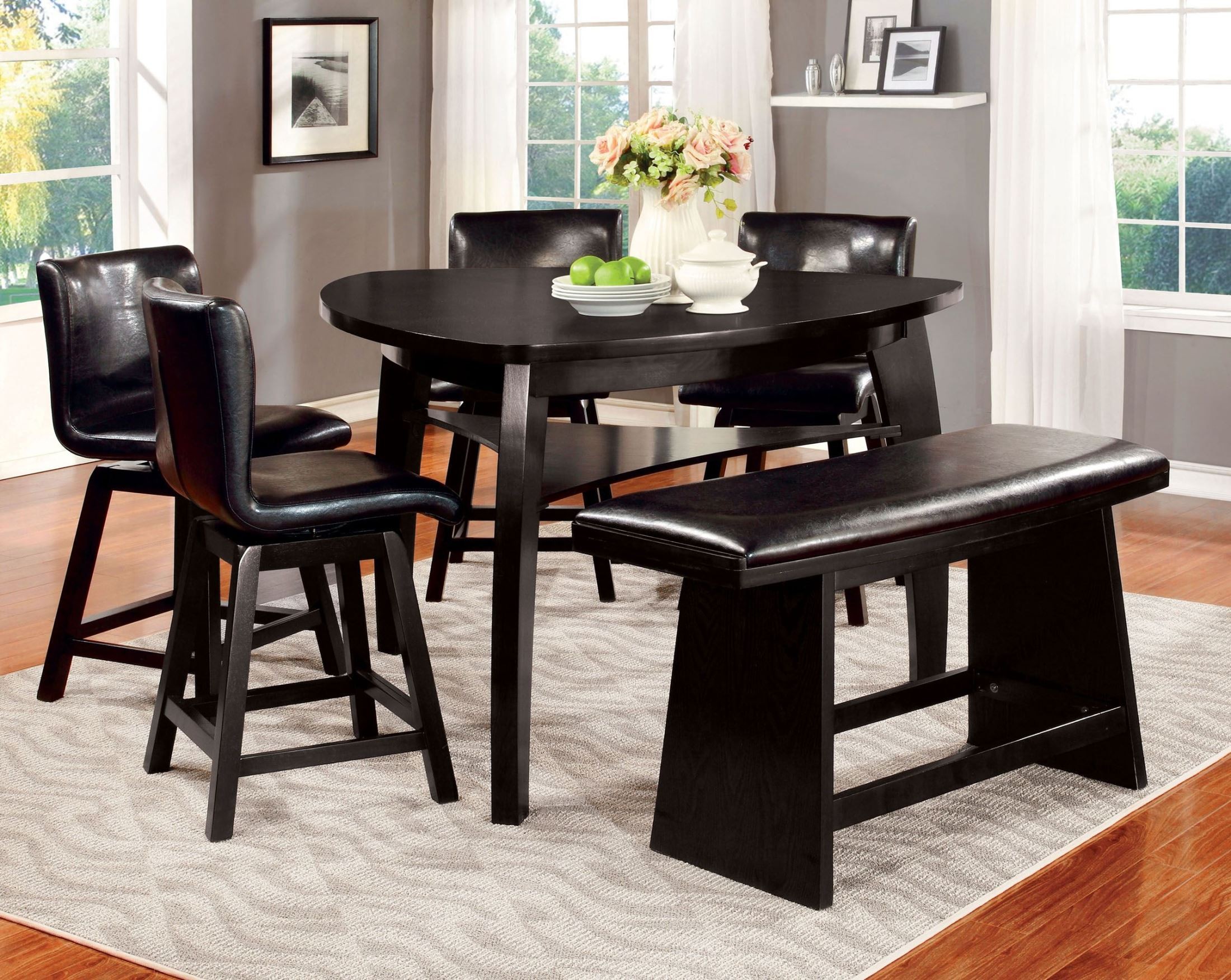 Furniture of America Hurley Black Counter Height Bench