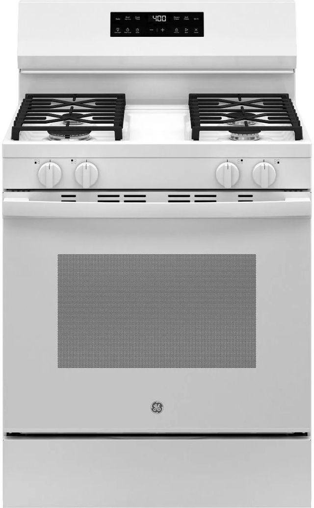 GE® 400 Series 30" White Freestanding Gas Range | Quality Appliance ...