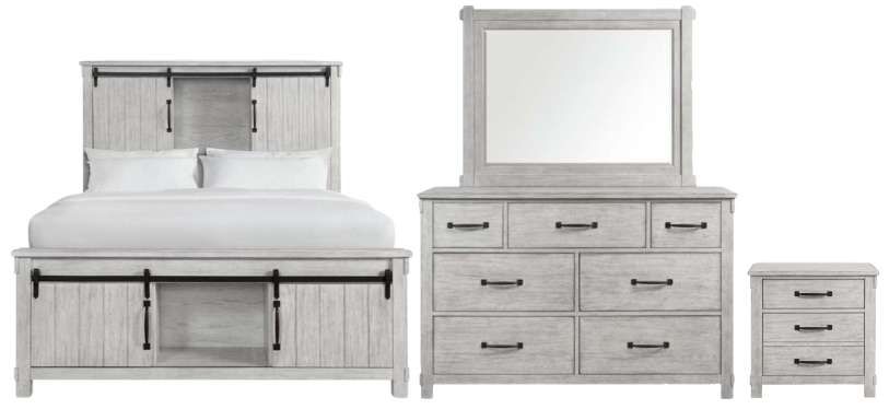 Elements International Scott 4-Piece White Queen Storage Panel Bedroom ...