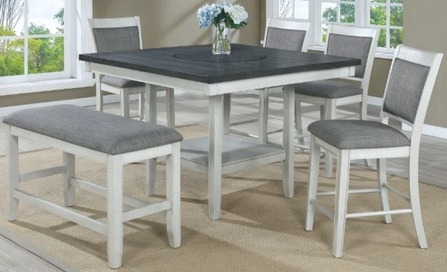 Crown Mark Fulton 6-Piece Chalk/Grey Counter Height Dining Table Set ...