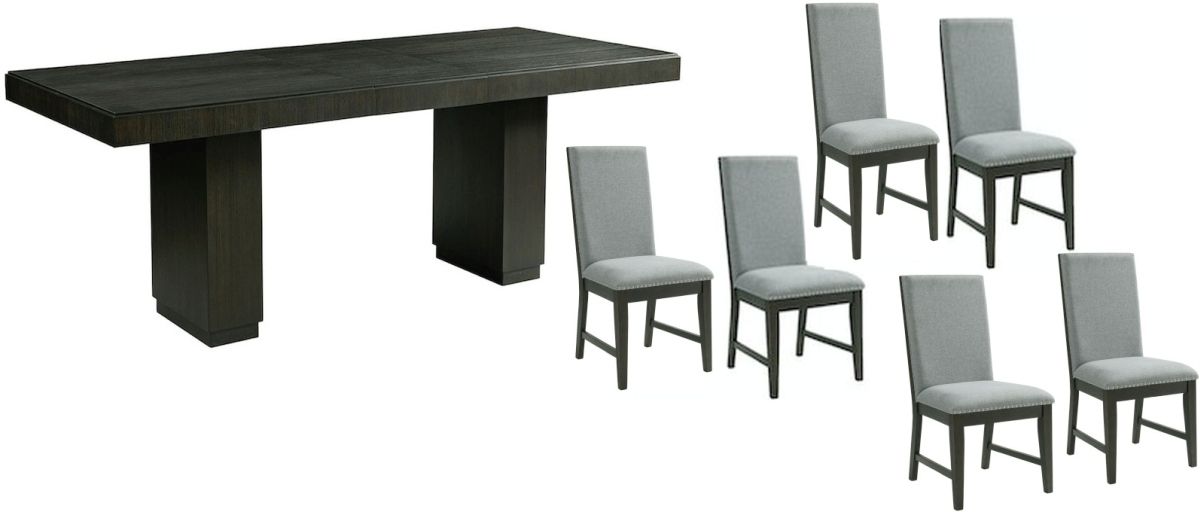 Elements International Donovan 7-Piece Black/Gray Dining Set | Bob ...