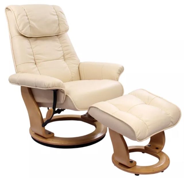 BenchMaster Caribbean Line Ventura Cream Recliner with Ottoman Set ...