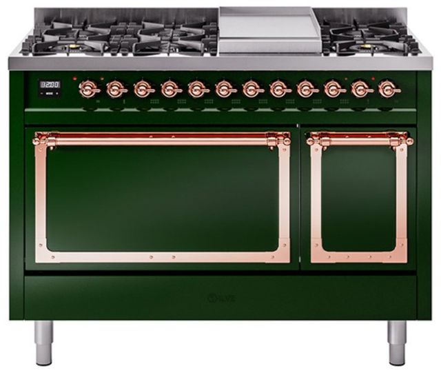 Ilve® Nostalgie II 48'' Emerald Green Natural Gas Freestanding Dual ...
