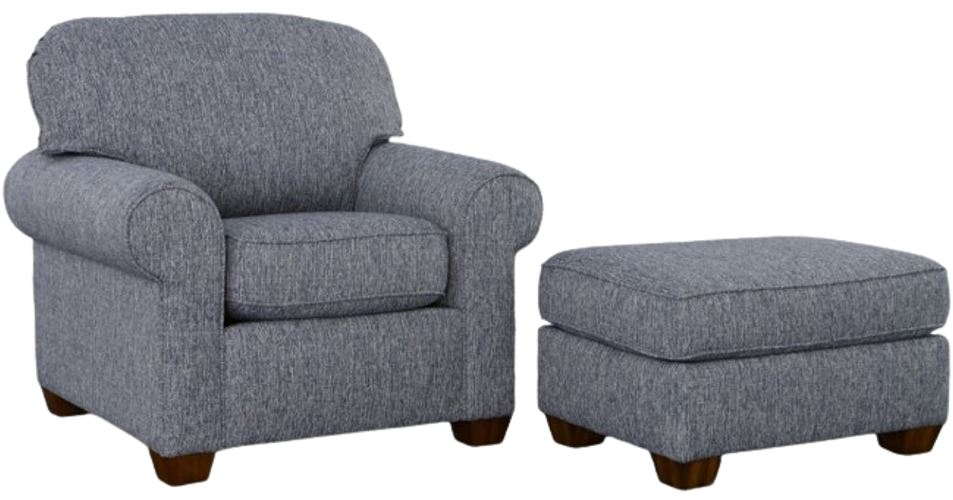 Flexsteel Thornton 2 Piece Blue Chair and Ottoman Set Fischer Furniture Rapid City SD