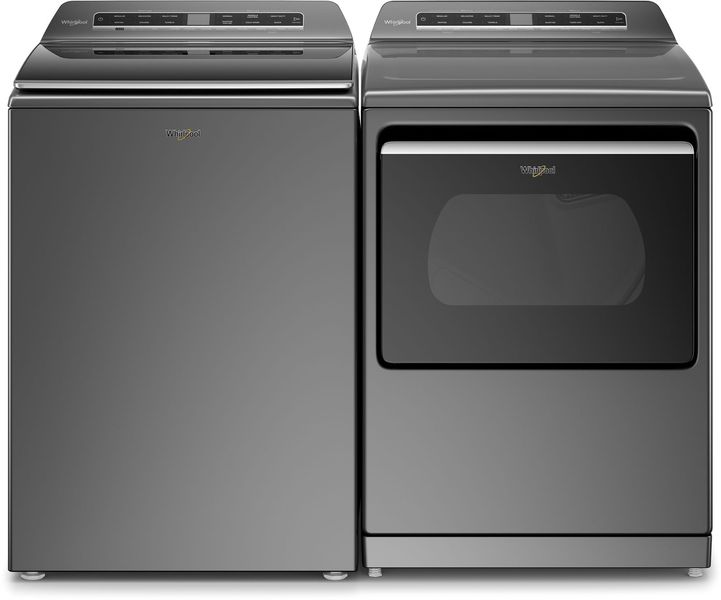 Whirlpool® Chrome Shadow Top Load Washer & Electric Dryer Laundry Pair ...