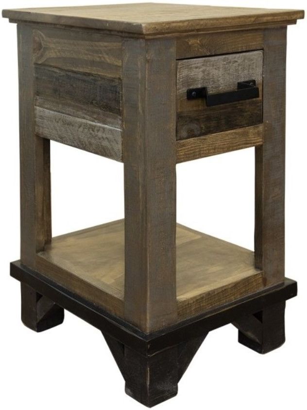 International Furniture Direct Loft Brown Brown/Gray Chair Side Table ...
