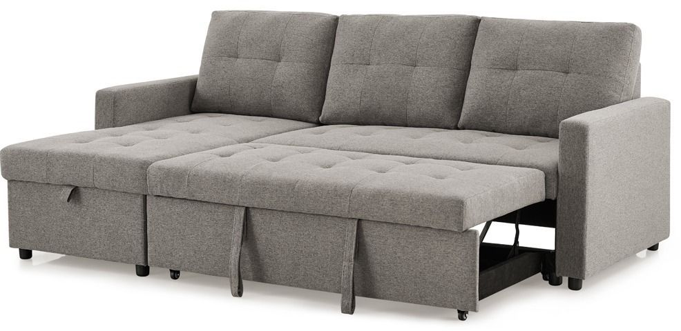 Titus Furniture Grey Pull-Out Sofa Sleeper Sectional and Reversible ...