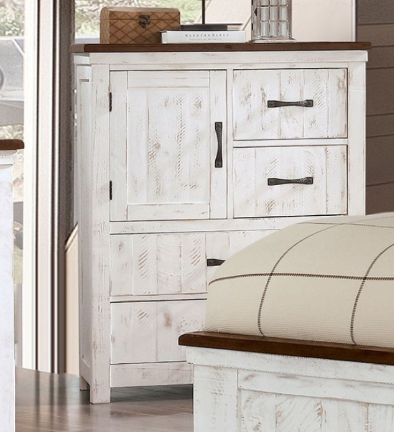 Furniture of America Alyson Distressed White Walnut Chest