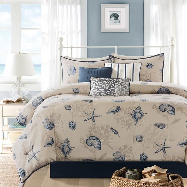 Olliix by Madison Park Bayside 7 Piece Blue California King Comforter ...