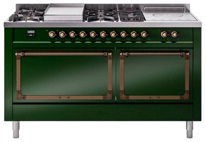 Ilve® Nostalgie II Noblesse 60'' Emerald Green Liquid Propane Pro Style ...