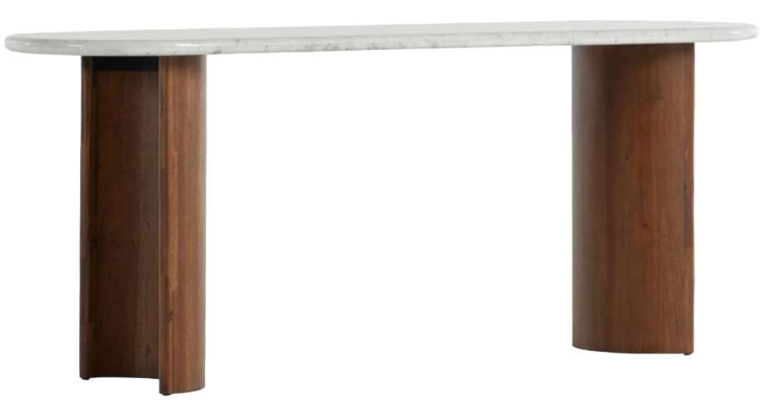 Four Hands Paden Italian White Large Console Table with Seasoned Brown ...