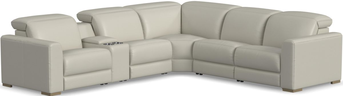 Flexsteel Aurora 6 Piece Coconut Milk Power Reclining Sectional with Power Headrests