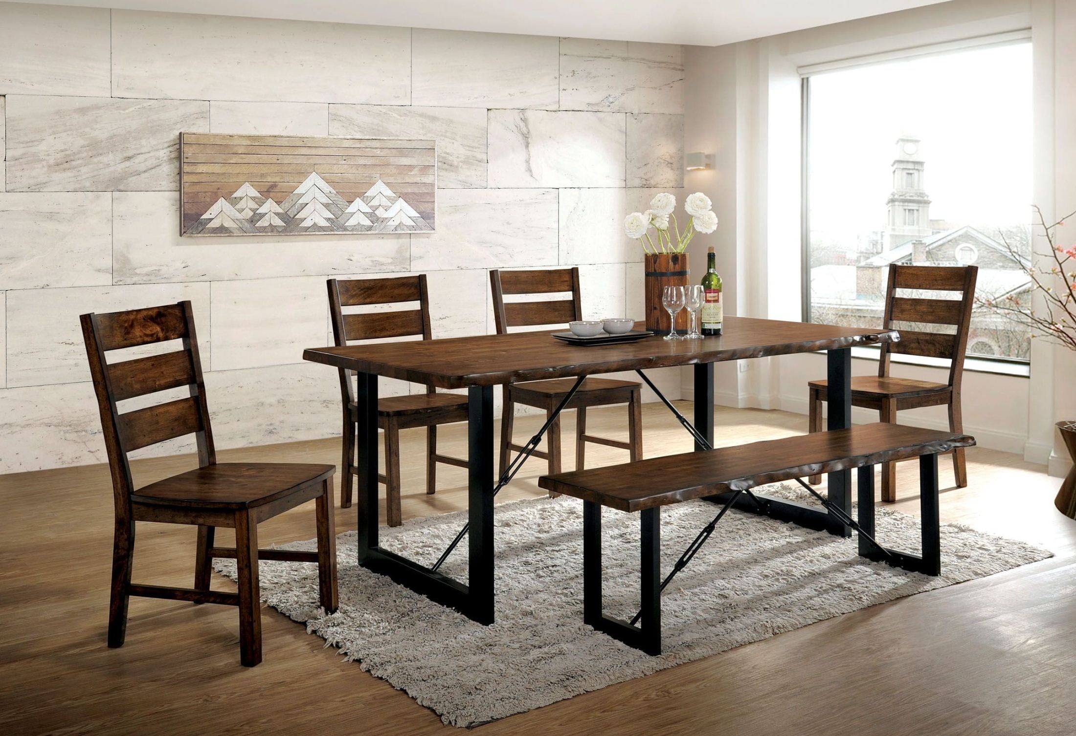 Furniture of America Dulce 6 Piece Walnut Dining Table Set Furniture Express Valdosta GA