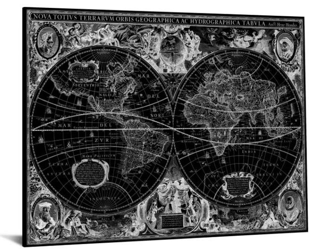 Classy Art World Map Tempered Glass with Foil Wall Art | Furniture Time