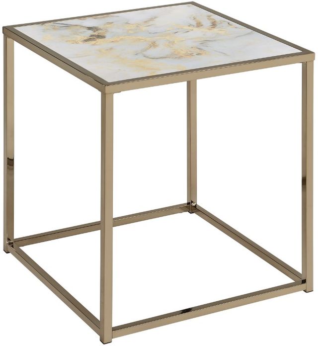 Steve Silver Co. Salvador White End Table with Bronze Base | Pruitt's ...