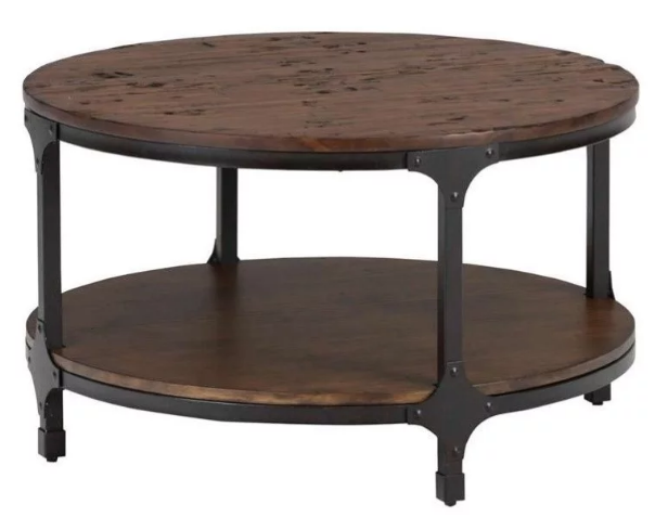 Jofran Inc. Urban Nature Brown Round Cocktail Table with Black Frame ...
