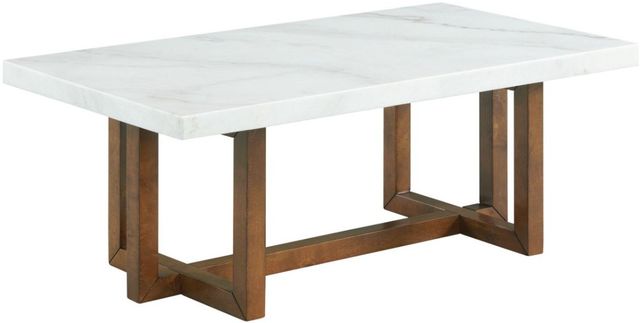 Elements International Morris Espresso Coffee Table with White Marble ...