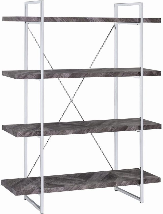 Coaster® Grimma Rustic Grey Herringbone 4-Shelf Bookcase | Midwest ...