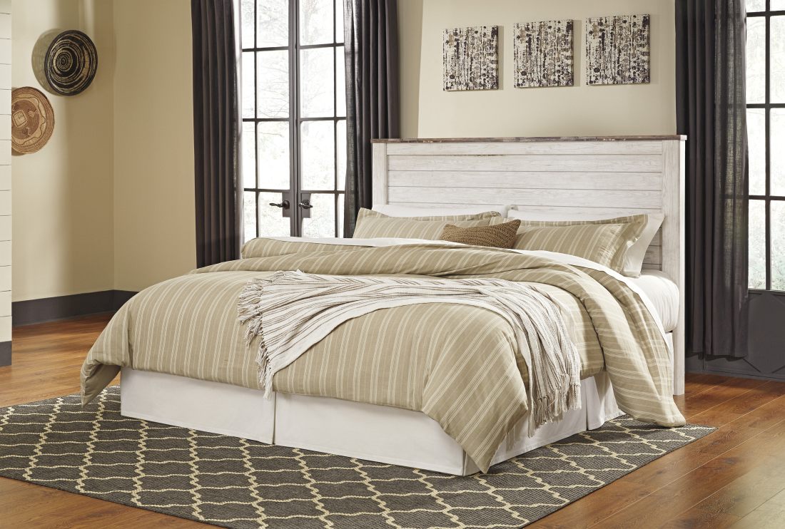 Signature Design by Ashley Willowton Whitewash Queen Full Panel Headboard Furniture Gallery