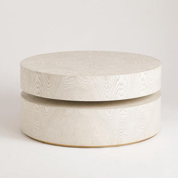 Global Views Pivot White Oval Coffee Table | Marshall's Home Living ...