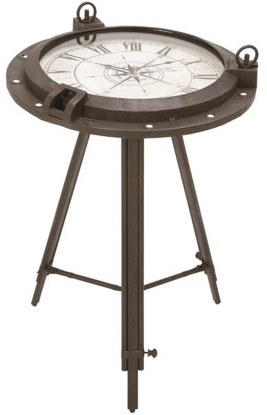 Deco Marche Glass Top Compass Accent Table with Black Base | Fischer ...