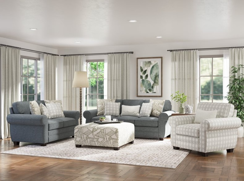 Emerald Home Royce Slate Blue Sofa Fischer Furniture Rapid City SD