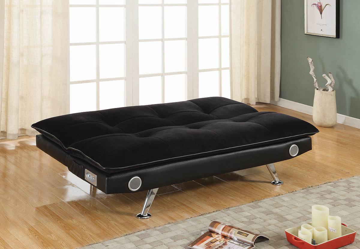 Coaster Black Odel Upholstered Sofa Bed With Bluetooth Speakers Homelife Furniture Mattress Tracy CA
