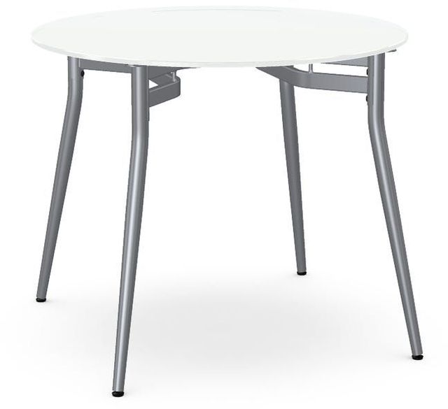 Amisco Customizable Alys 30" White Glass Round Table with a 36 ...