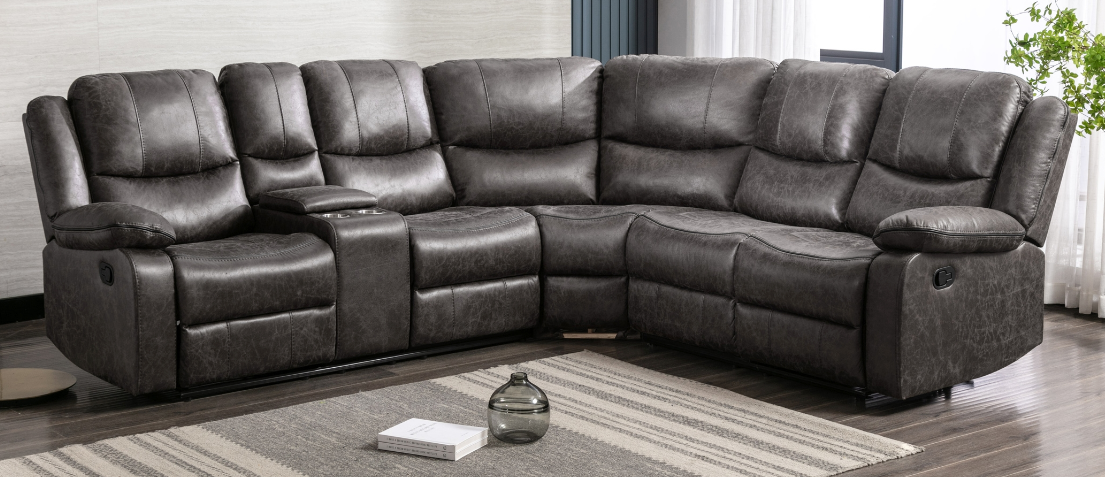 Mazin Furniture Everett 3 Piece Black Modular Reclining Sectional Old McDonald s Furniture Appliances