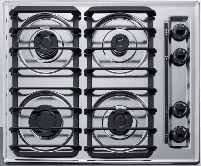 Summit® 24" Chrome Gas Cooktop | AHC Appliances | Cedarhurst, NY