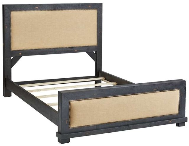 Progressive® Furniture Willow Beige/Distressed Black King Upholstered ...