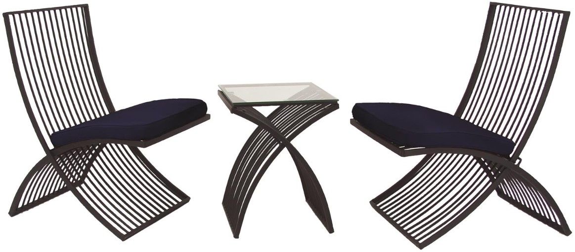 UMA Enterprise 3-Piece Black Metal Outdoor Seating Set | Fischer ...