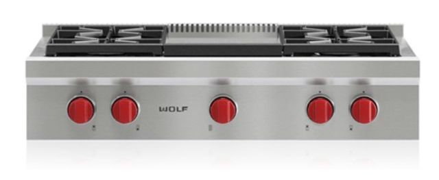 Wolf® 36" Liquid Propane Stainless Steel Rangetop