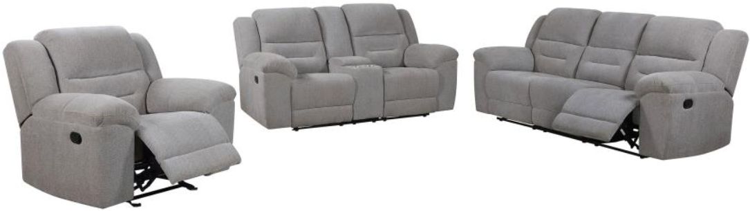 Coaster® Gilson 3-Piece Gray Upholstered Seating Set | Fischer ...