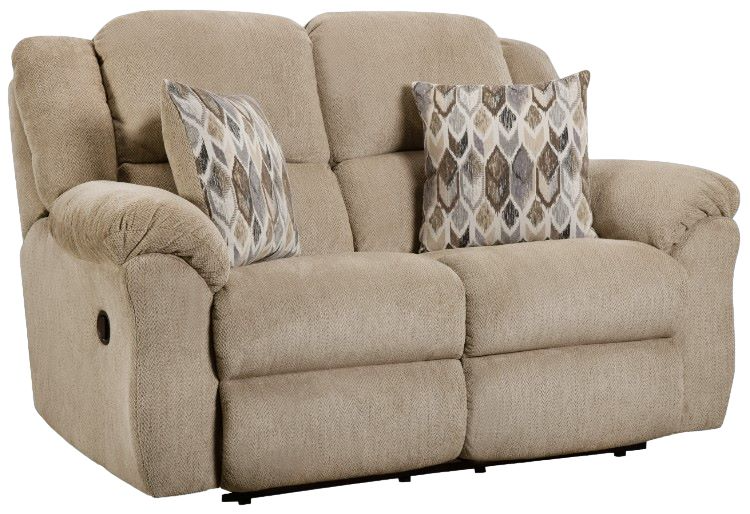 HomeStretch Newport Beige Double Manual Reclining Loveseat Economy Furniture