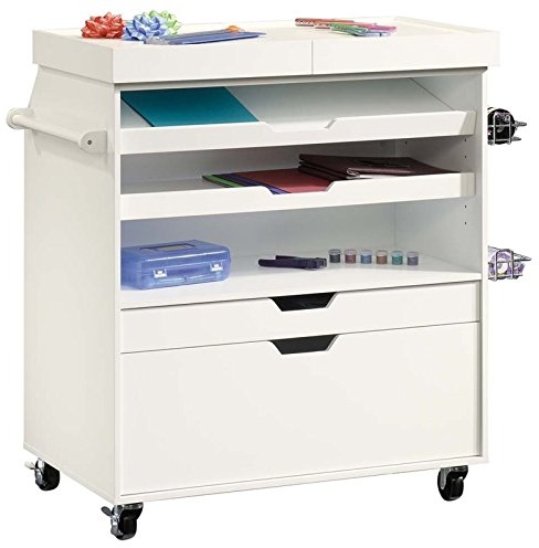 Sauder Craft Pro Series Soft White Craft Cart Economy Furniture