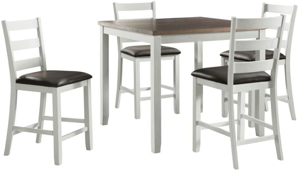 Elements International Martin 5-Piece Dark Brown/White Counter Dining ...