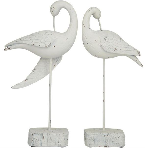 Deco Marche 2-Piece White Polystone Bird Sculpture Set | Fischer ...
