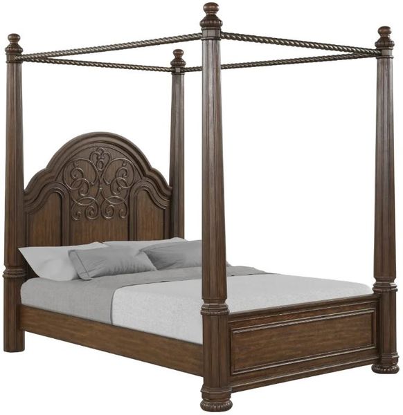 Bernards Tuscany Brown King Canopy Bed | Bob Mills Furniture