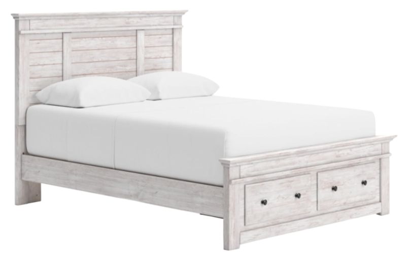 Signature Design by Ashley® Makidern Whitewash 68" Queen Panel Storage ...