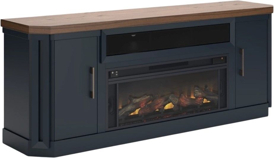 Blue Tv Stand With Fireplace