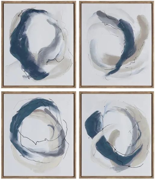 Crestview Collection Geneva 4-Piece Pale Navy Blue/Taupe Wall Art Set ...