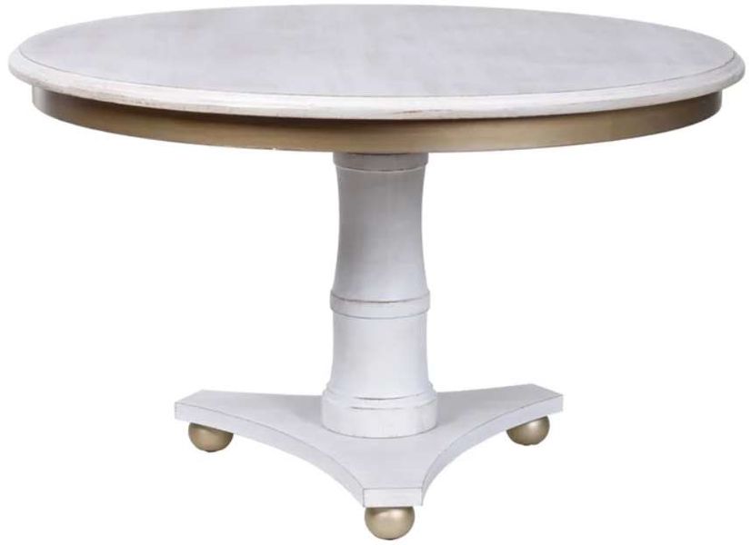 StyleCraft White Round Dining Table with Gold Accent | Price Point ...