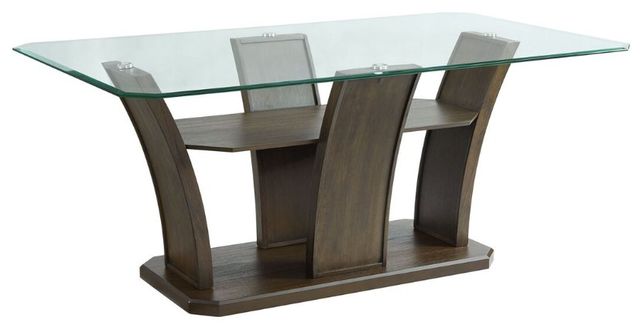 Elements International Dapper Glass Top Rectangular Dining Table with ...
