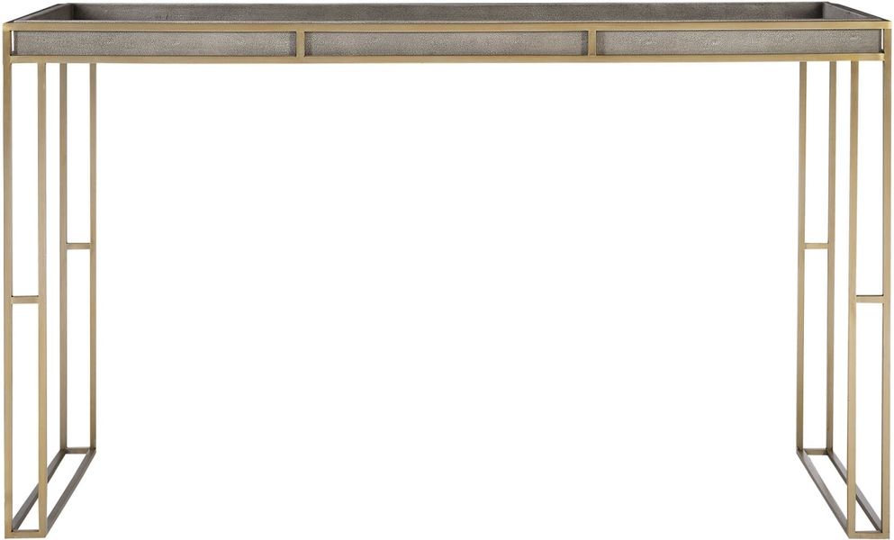 Uttermost® Cardew Charcoal Gray Console Table with Brushed Brass Base | Bob Mills Furniture
