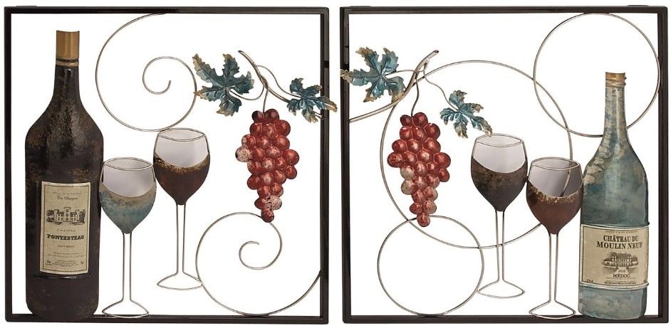 Deco Marche 2-Piece Multi Colored Wine Wall Decor Set with Grapes ...