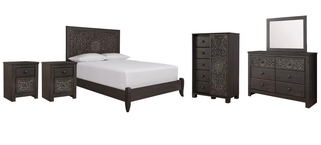 Signature Design by Ashley Paxberry 6 Piece Black Queen Panel Bed Set Logan UT